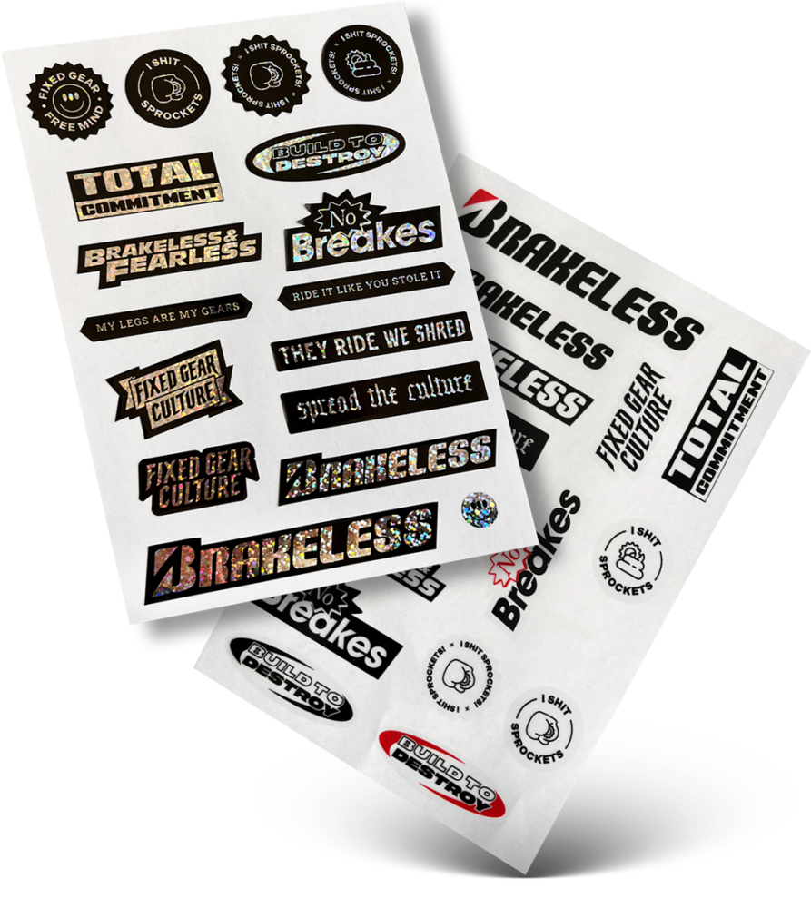 Fixed Gear Sticker Pack - Fixie No Brakes Sticker | Fixed Gear Culture