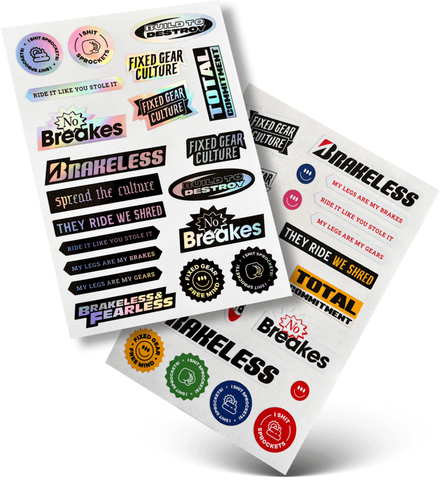 Fixed Gear Sticker Pack - Fixie No Brakes Sticker | Fixed Gear Culture