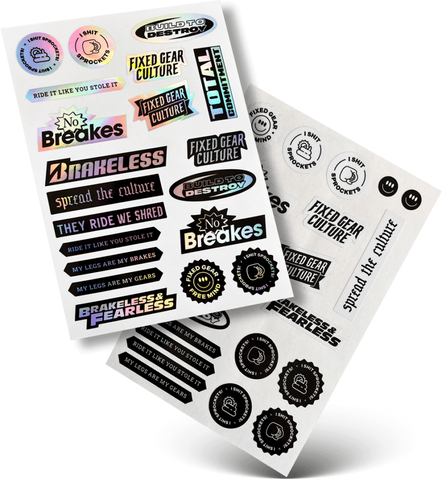 Fixed Gear Sticker Pack Hologram & Black/White | Fixed Gear Culture